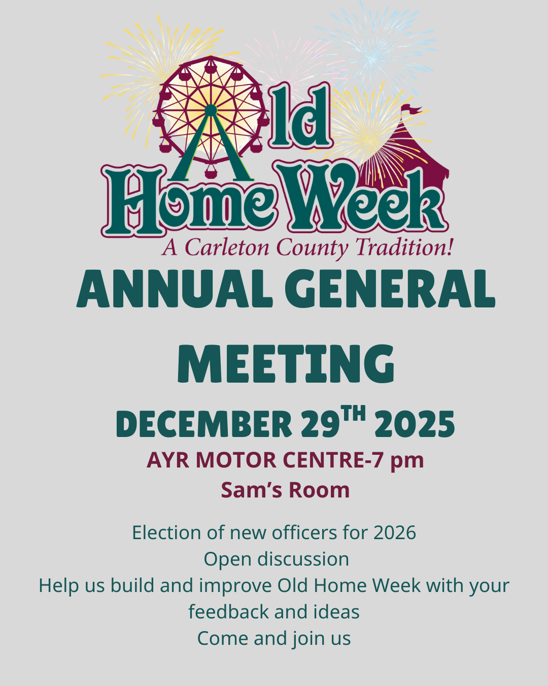 Annual General Meeting-December 29th – Woodstock Old Home Week